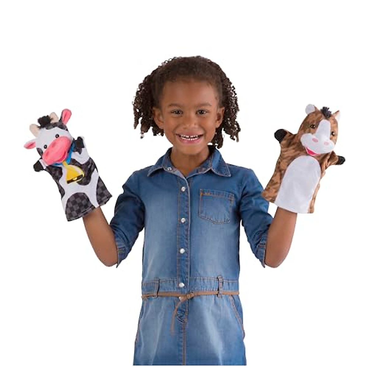 Melissa & Doug Farm Friends Hand Puppets (Set of 4) - Cow, Horse, Sheep, and Pig