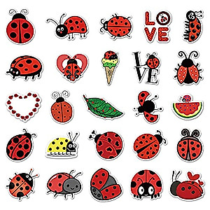 ACEPL Ladybugs Stickers 50pcs Cute Cartoon Ladybirds Vinyl Waterproof Stickers for Water Bottle Laptop Skateboard Guitar Scrapbook Phone Bicycle Computer Decal for Kids Teens