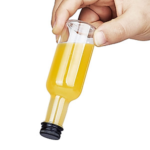 CGIZEA 50 Pack Mini Liquor Bottles, 50ml (1.7 fl oz) Plastic Spirit Bottles with Funnels, Airtight Miniature Bottles with Gold Cap, Small Alcohol Shot Bottle for Vanilla Hot Sauce Whiskey Liquid