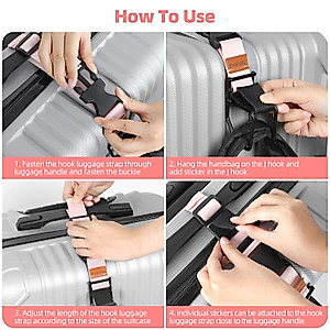 Exshoiu Luggage Hook Strap, J Hook for Luggage Strap Flight Attendant with Hands Free, Adjustable Travel Luggage Straps for Add a Bag Hook