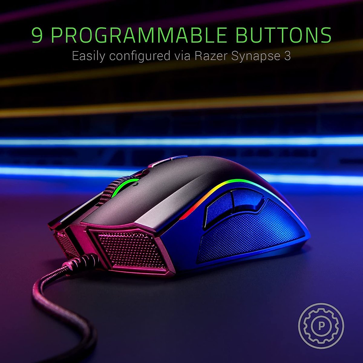 Razer Mamba Elite Gaming Mouse with 16.000 DPI 5G Optical Sensor, 9 Programmable Buttons, Ergonomic Form Factor, Powered Chroma