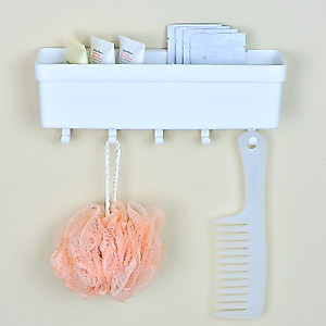 Youngever Plastic Key Holder for Wall, Entryway Mail Holder with 5 Key Hooks, Wall Storage Organizer