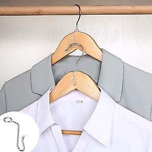 50 Pieces Clothes Hanger Connector Hooks Upgraded Metal Velvet Hanger Extender Hooks for Different Thickness Hangers, Organizer and Storage for Closet(Silver)