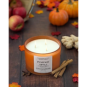 Pumpkin Apple Candle | Fall Candles | Luxury Soy & Beeswax Candles for Home | 16 oz. Large Jar 3 Wick Candle | Thanksgiving Candle | Fall Scented Candle | Autumn Candles