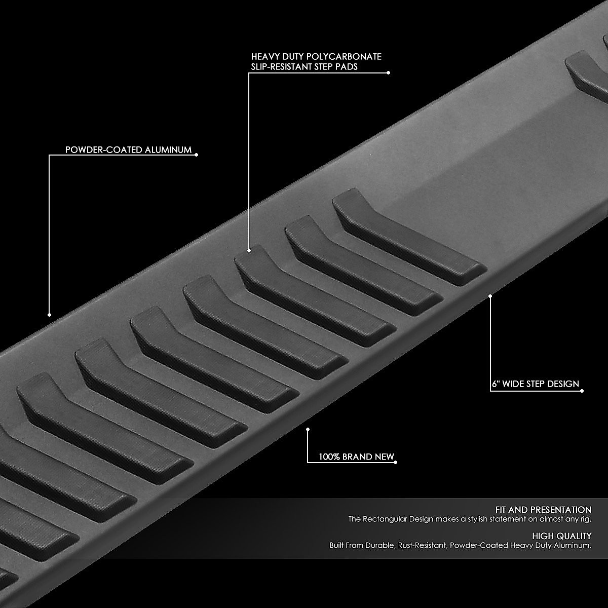 Auto Dynasty 6 Inches Running Boards Compatible with 2015-2024 Ford F-150, F-250, F-350 Supercrew Cab, Aluminum Black Powder-Coated Side Steps, Nerf Bars