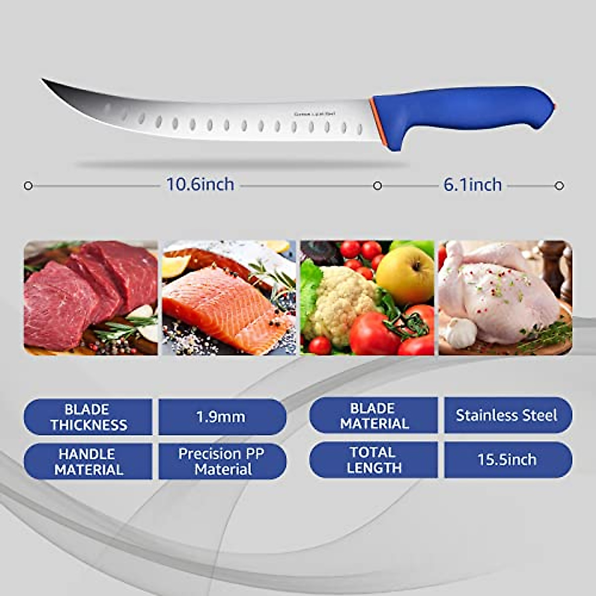 DRAGON RIOT Premium Butcher Breaking Knife, 10 Inch Curved Cimeter Knife-Meat Trimming Butcher Knife Turkey Carving German Stainless Steel with Fibre Handle