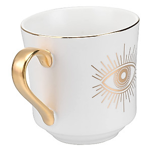 FRCOLOR Latte Mug Ceramic Coffee Mug Boho Evil Eyes Coffee Cups with Handle Turkish God Eye Tea Cup for Home Office Cafe Restaurant Travel Shop White White Coffee Mugs