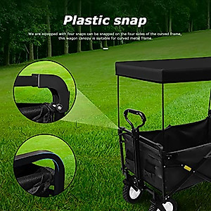 VOONKE Wagon Canopy Cover Garden Push Awning Portable Outdoor Stroller Accessories - Awning for Garden Wagon, Shopping, Camping (Suitable for Half-Folded Wagon) Black