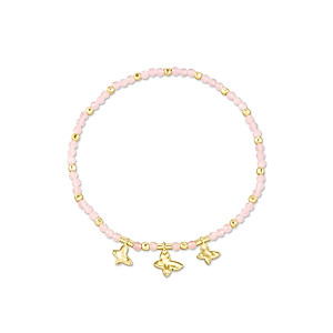 Kendra Scott Lillia Butterfly Stretch Bracelet in 14k Gold-Plated Brass, Fashion Jewelry for Women, Pink Cats Eye