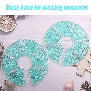 Breast Therapy Ice Packs, Hot and Cold Breast Pads, Breastfeeding Essentials Large Gel Bead Packs for Moms, 2 Pack (2 Ice Pack (Teal))