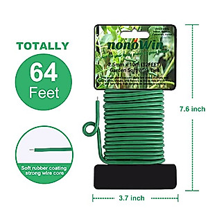 nonoWin Garden Twist Ties Soft Rubber Reusable Wire Plant Support Heavy Duty for Gardening Trees Tomatoes Vines Climbing Plants(2PCS X 32.8feet Total 65.6feet, Green)