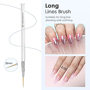 Modelones Nail Art Brushes, Liner Brushes 5Pcs Thin Nail Brush Set for Nail Art Nails Gel Polish Painting Designs with Hexagonal Shape Easy Hold 5/7/9/11/20mm
