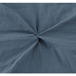 Chezmoi Collection Aria 3-Piece Pinch Pleat Pintuck Ruffle Skirt Bedspread Set - French Country Chic Farmhouse - California King, Dusty Blue