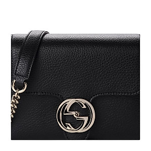 Gucci Interlocking G Black Leather Chain Shoulder Bag 510302