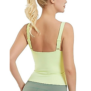 Workout Tops for Women Corset Yoga Tops Atheltic Camisole Tank Top with Built-in Bra White Jade
