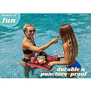 Polar Whale Floating Drink Holder Red and Black Refreshment Table Tray for Pool or Beach Party Float Lounge Durable Black Foam 17.5 Inches Large 10 Compartment UV Resistant