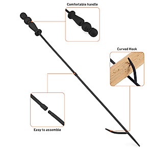 Heavy Duty 32 inch Long Campfire Bonfire Poker Stick 25 Inch Fireplace Tong with Travel Bag, Fire pit Wood Stove Accessories Tools Log Grabber, Rust Resistant, Black Finish for Indoor and Outdoor use