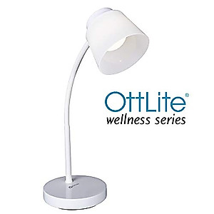 OttLite Clarify LED Desk Lamp with 4 Brightness Settings – Touch Activated Controls, Modern White Design, ClearSun LED Lighting, Flexible Neck, for Work, Study, Reading, Crafting