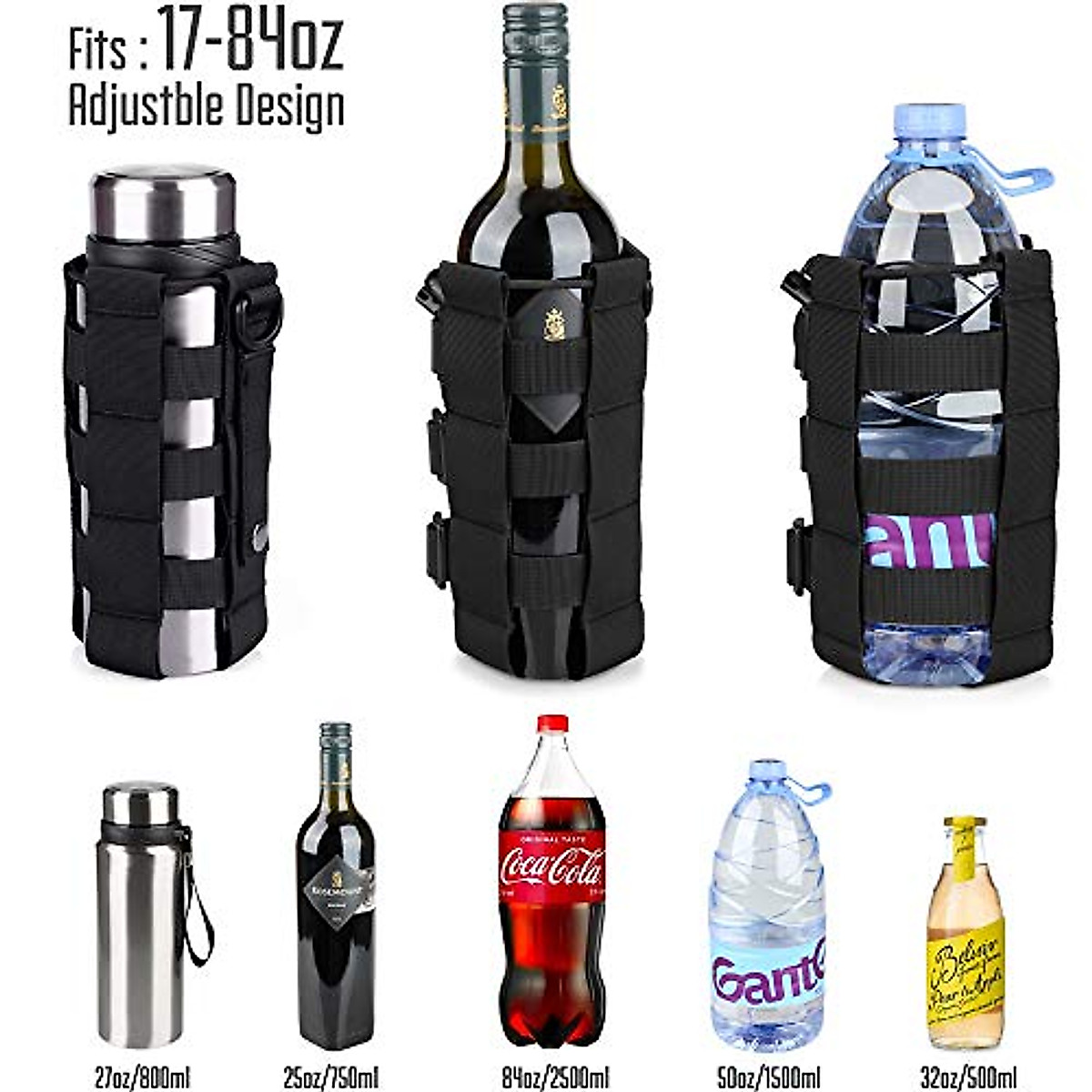 WYNEX Tactical Water Bottle Pouch of Weave Design, MOLLE Bottle Holder Kettle Pouches Hydration Carrier Bag, Adjustable H20 Bottle Holster Waist Pack for Hydro Flask, Nalgene, Contigo Bottle