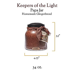 A Cheerful Giver — Homemade Gingerbread - 34oz Papa Scented Candle Jar with Lid - Keepers of the Light - 155 Hours of Burn Time, Gift for Women, Brown