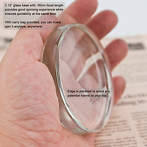 DjuiinoStar Spinning Top: Long Lasting (5-8 Minutes), with Glass Base (Diameter: 3.15"; Focal Length: -30cm; Edge Polished) and Carry Case, CNC Machined, Time Killer, EDC Desk Toy, Fancy Gift DST-805B