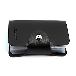 Mocasor Soft Leather Credit Card Holder for Men & Women Bank Card Case with 24 Durable Plastic Insert Slots Slim Pocket Wallet ID Card Organiser Business Card Case Purse (Black)