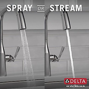 Delta Faucet Stryke Brushed Nickel Kitchen Faucet, Kitchen Faucets with Pull Down Sprayer, Kitchen Sink Faucet, Faucet for Kitchen Sink, Magnetic Docking, Lumicoat Arctic Stainless 9176-AR-DST