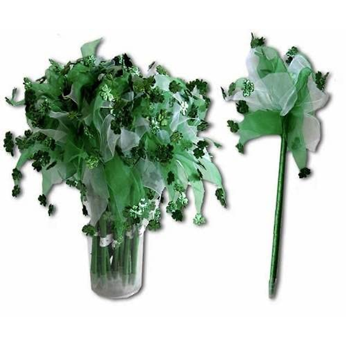 Hapros 24 Pack St Patricks Day Pens With Organza Ribbon - Great Party Favors And Accessories For St Patrick Themed Parties