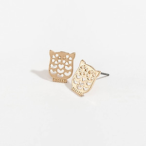 Stud Buds Gold Cutout Owl Nickel Free Earrings from Howard's Inc (Gold)