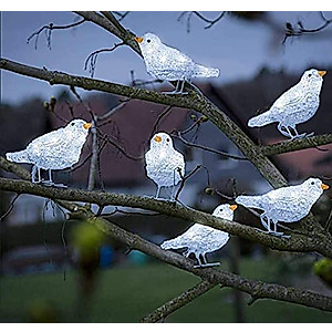 Acrylic String Birds 3 PCS Lighted Cool White Xmas Decorations Indoor Outdoor Holiday Decorations for Yard Garden Bar Party Cute Birthday Gifts Timer Battery Operated G-B006A