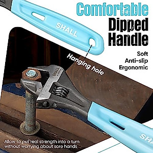 SHALL 3-Piece Adjustable Wrench Set, 10/8/6 Inch Cr-V Steel Wrench with Cushion Grip, Wide Jaw Black Oxide Wrench with Laser-etched SAE Scales for Home, Garage, Workshop and DIY