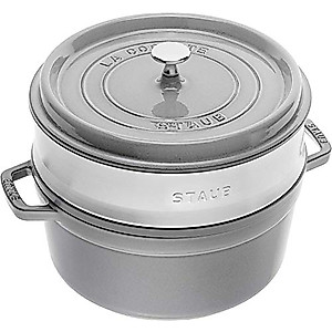 Staub Cocotte with Steamer Round 26cm Graphite Grey