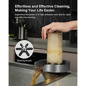 PIPPONER Stainless Steel Glass Rinser for Kitchen Sink,Upgraded 360°Rotating Jet Cup Washer for Sink,Cup Cleaner for Bar Sink Attachment(Brushed Nickel)