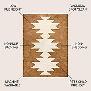 JONATHAN Y WSH110A-4 Chayton Minimalist Geometric Machine-Washable Indoor Area -Rug, Bohemian Southwestern Modern Easy -Cleaning,Bedroom,Kitchen,Living Room,Non Shedding, Terracotta/Cream, 4 X 6