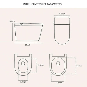 Smart Bidet Toilet with Off-Seat Flush/Foot Sensor Flush, Modern Tankless Toilet with Bidet Built In, Heated Seat, Warm Water&Dryer, Temp. Display, LED Night Light, Electric Toilet with Remote Control