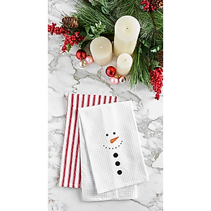 C&F Home Snowman Face Cotton Christmas Waffle Weave Kitchen Towel Decor Decoration 18" x 27" White