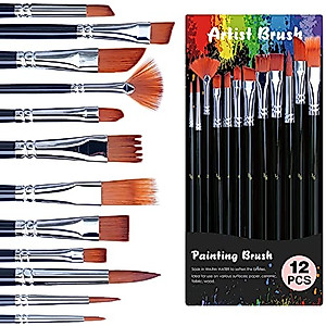 Acrylic Paint Set, 48 Colors (2 oz/Bottle) with 12 Art Brushes, Art Supplies for Painting Canvas, Wood, Ceramic & Fabric, Rich Pigments Lasting Quality for Beginners, Students & Professional Artist