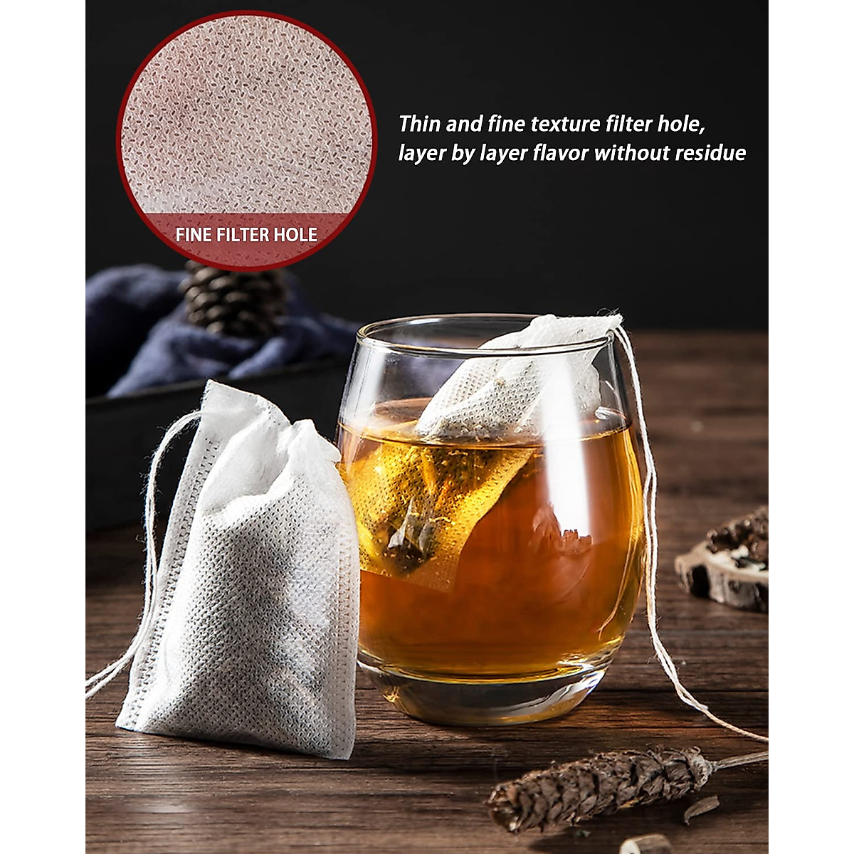 200pcs Disposable Tea Bags for Loose Leaf Tea, Tea Filter Bags with Free Tea Spoon for Loose Tea Loose Leaf Tea, Coffee, Spice, Herbs (QS53)