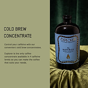 Explorer Cold Brew Organic Coffee Concentrate, Maverick Extra Caffeine, Drink Iced or Hot, 32 fl oz, Makes 20+ Cups