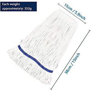Commercial Cotton Mop,Heavy Duty Looped-End String Mop,String Mop Heads Commercial Cotton Looped End String,Wet Industrial Cleaning Mop,Industrial Dust Mop, 67 inch Stainless Steel Pole.