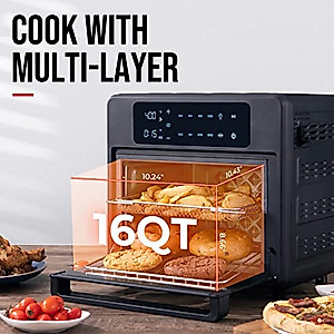 Air Fryer Oven, Toaster Oven Air Fryer Combo with Shake Reminder, Countertop Convection large AirFryer Oven with Rotisserie, Dehydrator, Recipes & Magnetic Cheat Sheet, 7 Accessories BLAZANT