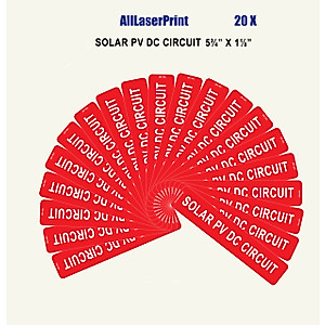 Photovoltaic Labels for PV Solar System_"Solar PV DC Circuit" _5¾” X 1⅛ ” _Pack of 20