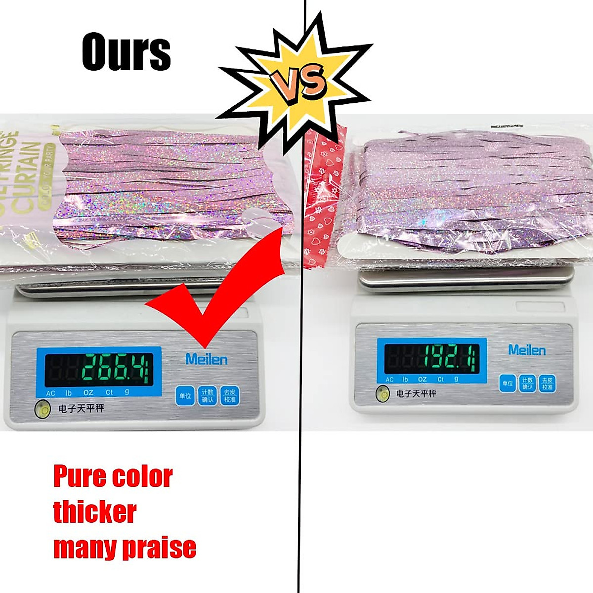 Glitter Pink Fringe Party Curtain - 6.5x9.8 feet, Pack of 2 | LILF Pink Tinsel Streamers Foil Fringe Backdrop Curtain with Non-Marking Tape for Birthday Bachelorette Party Decoration Photo Booth Props