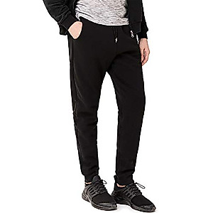 MACHLAB Men's Thermal Fleece Jogger Pants Sherpa Lined Sweatpants Winter Warm Thick Track Pants Black#2809 XL