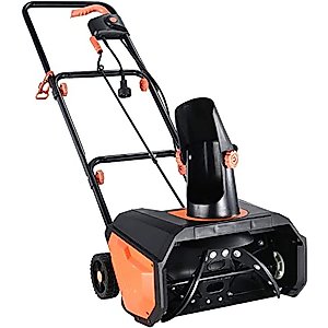 Kapoo Snow Thrower, Electric Snow Blower 18 Inch , 13 Amp, Steel Auger, Black & Orange, 180° Rotatable Chute and Overload Protection, bb19