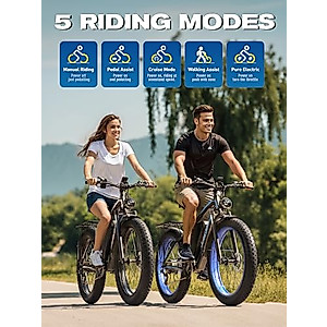 ECOCOGY Electric Bike for Adults 2000W Peak 2500W Motor Ebike with 19.2AH Battery E Bike Up to 40MPH 21 Speed Electric Bicycle, 26" All Terrain Electric Bike Fat Tire with Front Fork Suspension(White)