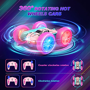 RC Stunt Car, 2.4Ghz Remote Control Car for Kids, Hand Controlled RC Car with Cool Light, Gesture RC Car 360° Rotating RC Crawler 4WD Off Road Drift RC Stunt Race Car Gift Toy for Boys Girls Aged 6-12