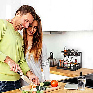 Under sink organizer, Furihshe kitchen storage pull out double shelf drawer 2-Tier Slide Out Sliding Shelf Under Cabinet Storage Multi-Use for Under kitchen sink organizers and storage, Black