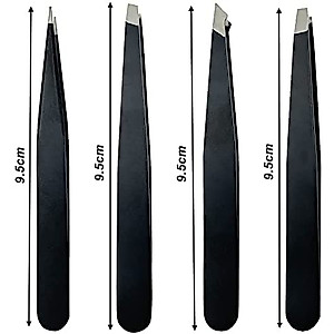 CRUZE Tweezers Set (4-Piece) – Precision Tweezers for Facial Hair Women and Men – Eyebrow Tweezers Slanted and Pointed Tip for Ingrown Hair.