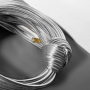 MMKJHNBHQ Women's Hand-Woven Knotted Binding Handbag-Soft Top Handle Handbag Woven Evening Clutch Purse (Gold)